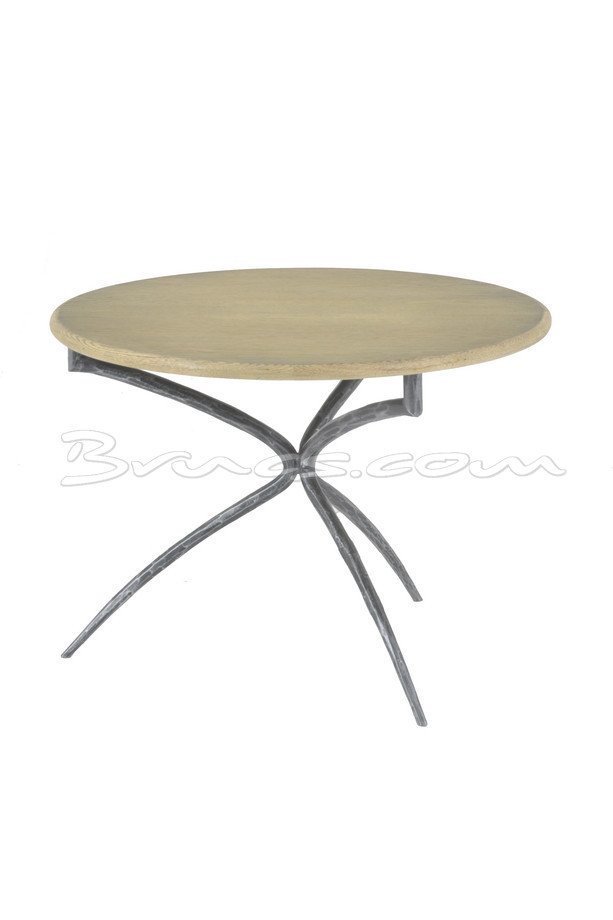 SIDE TABLES: JORGE ROUND ANTIQUE OAK AUXILIARY TABLE