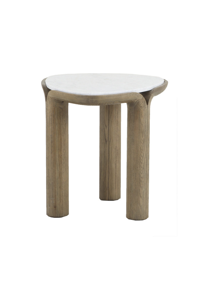 SIDE TABLES: MARRAH OAK & CARRARA MARBLE SIDE TABLE